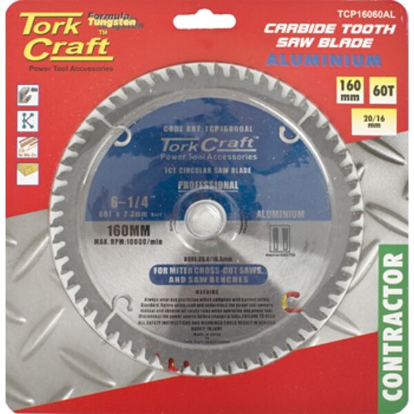 Tork Craft Blade Contractor Alum 160 X 60T 20/16 Circular Saw TCT ...