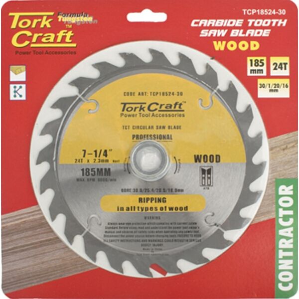 Tork Craft Blade Contractor 185 X 24T 30/20/16/1 Circular Saw TCT ...