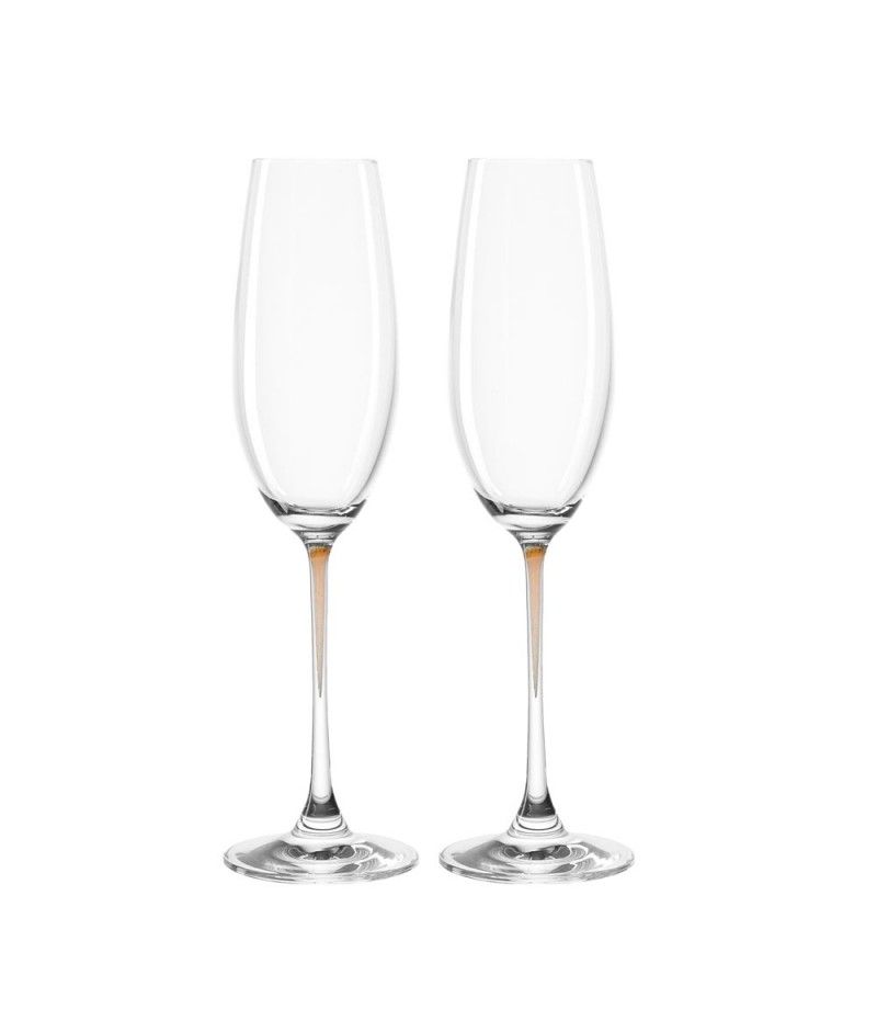 Leonardo Clear Champagne Glass with Chestnut Brown Stem LA Perla Set of ...