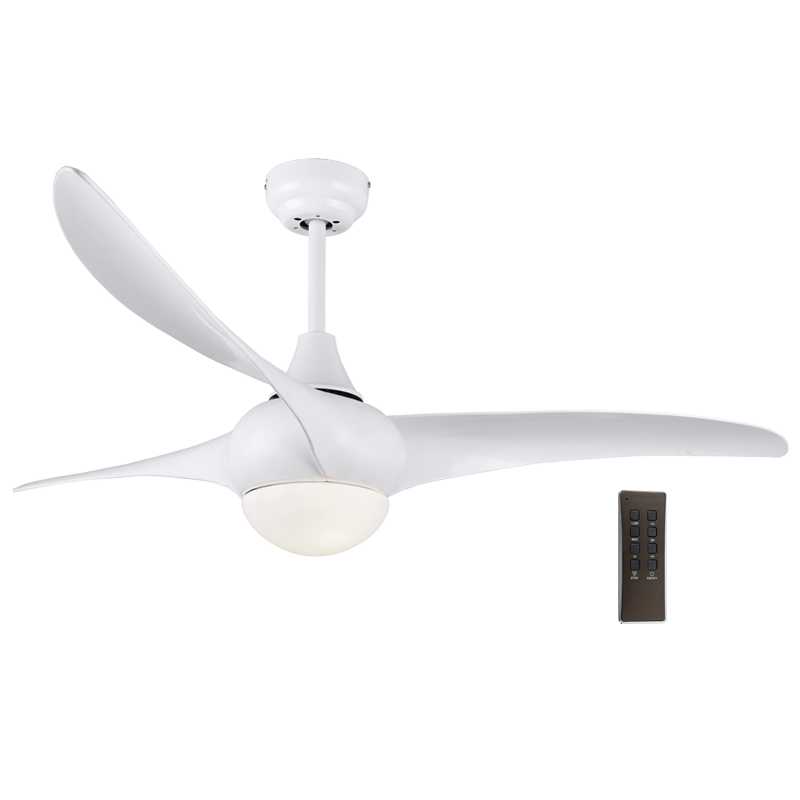 Glossy White or Wood Finish Ceiling Fan with 18 Watt LED, Remote &Timer ...