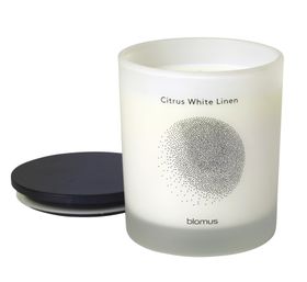 blomus Scented Candle With Wood Lid Citrus White Linen White FLAVO ...