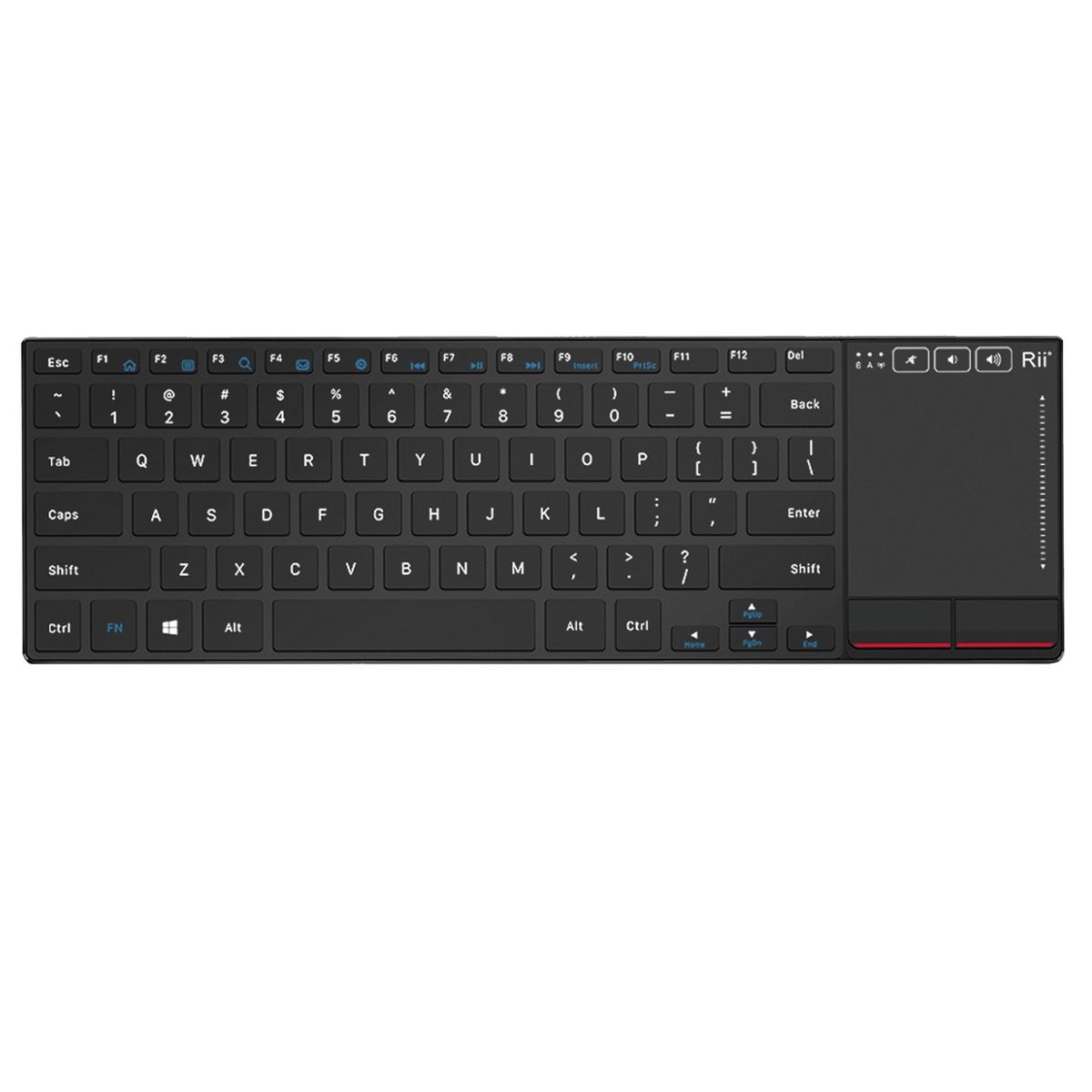 Rii QWERTY Touchpad 10 Keyless Keyboard Touch Volume Control Black ...