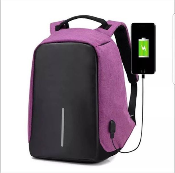 Anti-Theft Backpack with USB Port - Purple | Shop Today. Get it ...