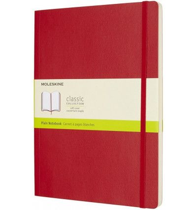 Moleskine Classic Notebook, Extra Large, Plain, Scarlet Red, Soft Cover ...