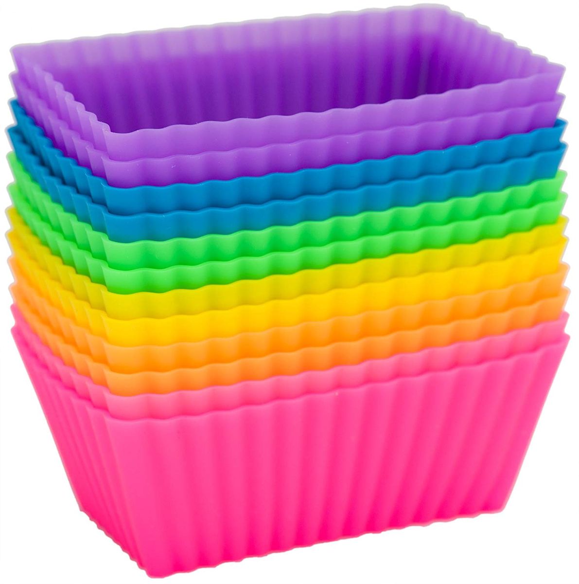 Killer Deals Non Stick Rainbow Silicone Muffin Cake Moulds 12 Pieces