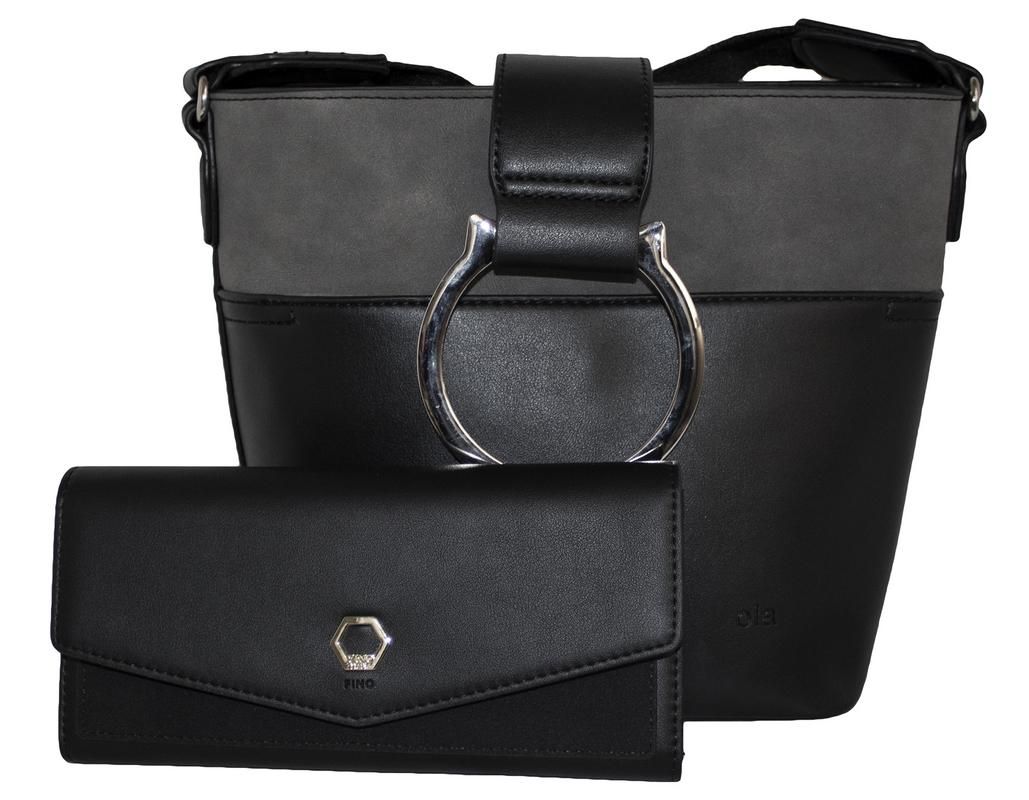 Fino Faux Leather Shoulder Bag & Purse Set- Black | Shop Today. Get it ...