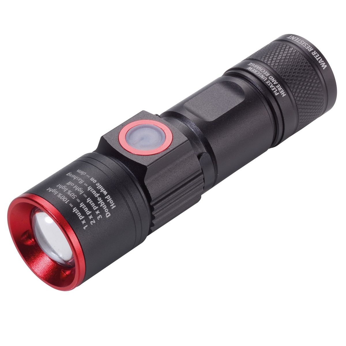 TROIKA Torch: USB Rechargeable. Bright LED. 5 Light Functions: ECO-BEAM ...