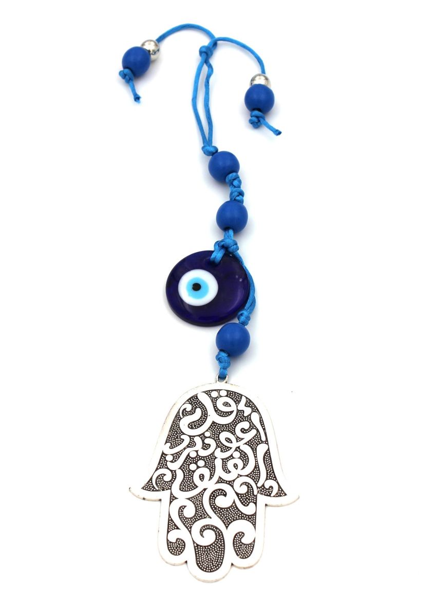 Turkish Handmade Hamsa & Glass Evil Eye Wall Art: Blue Beads | Shop ...