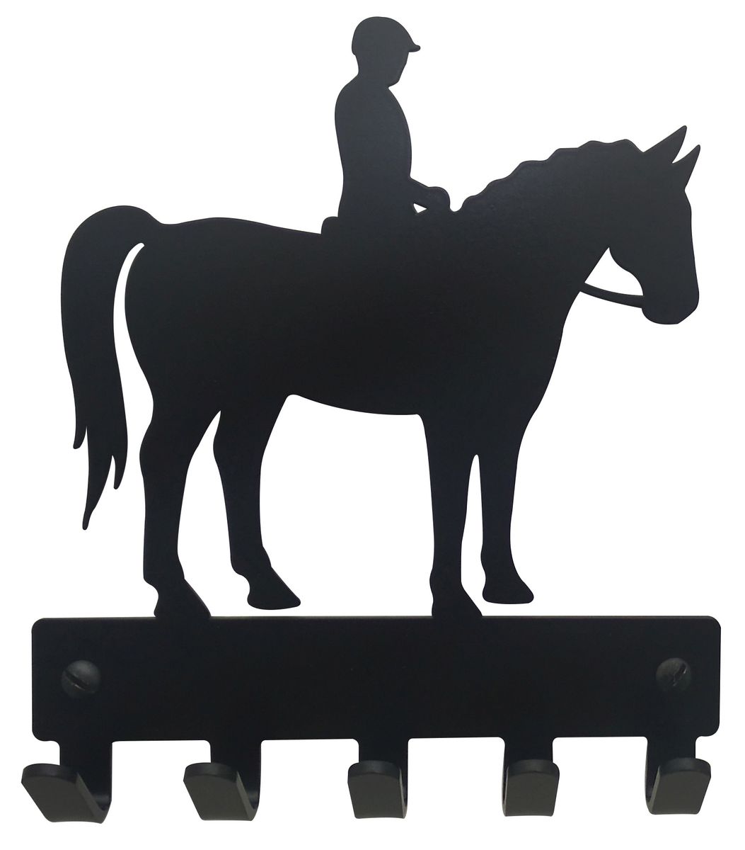 Horse with Rider Key Rack & Leash Hanger - 5 Hooks - Black | Shop Today ...