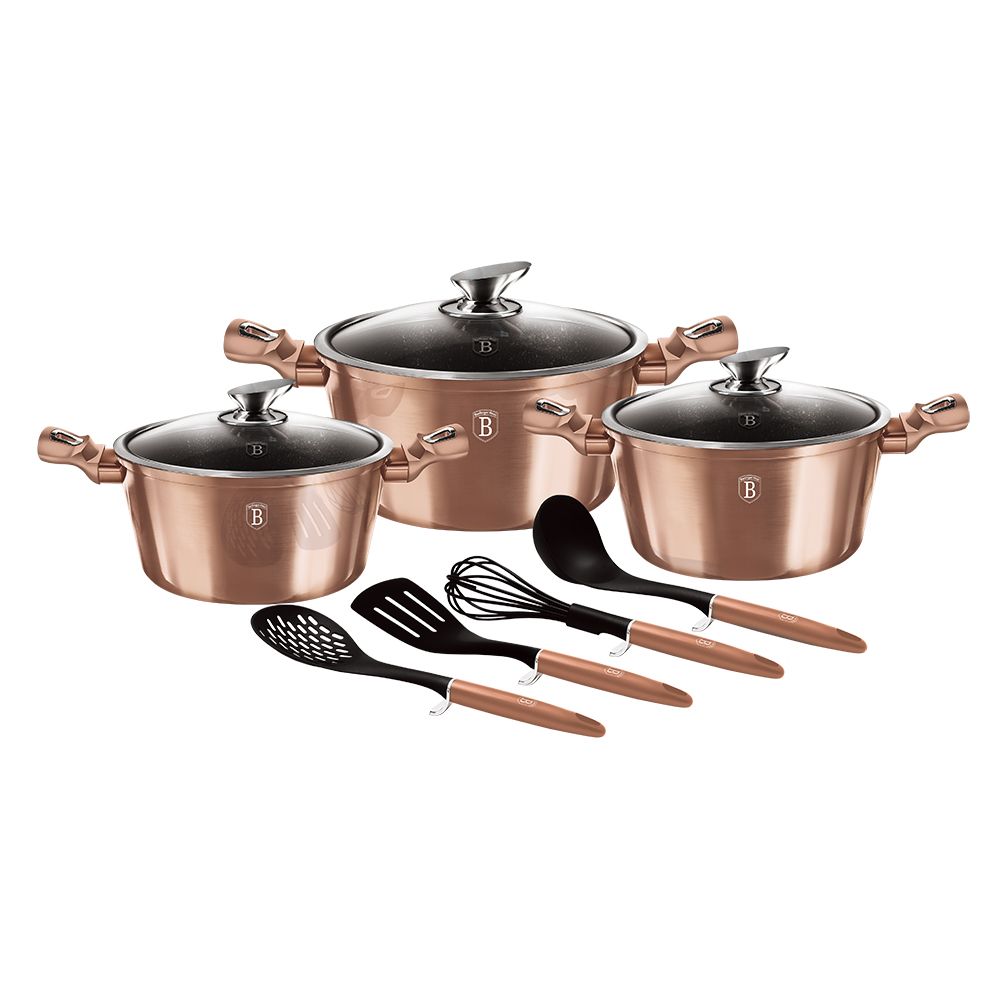 Berlinger Haus 10 Piece Marble Coating Cookware Set - Rose Gold Edition ...