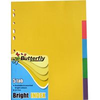 Butterfly A4 File Dividers Bright Board - 5 Tab (Pack Of 10) | Buy ...