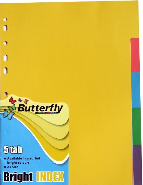 Butterfly A4 File Dividers Bright Board - 5 Tab (Pack Of 10) | Buy Online in South Africa ...
