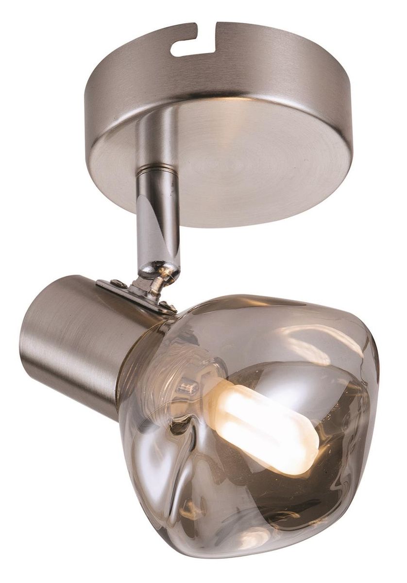 1 Light Satin Chrome Spotlight with Smoke Colour Glass | Shop Today ...