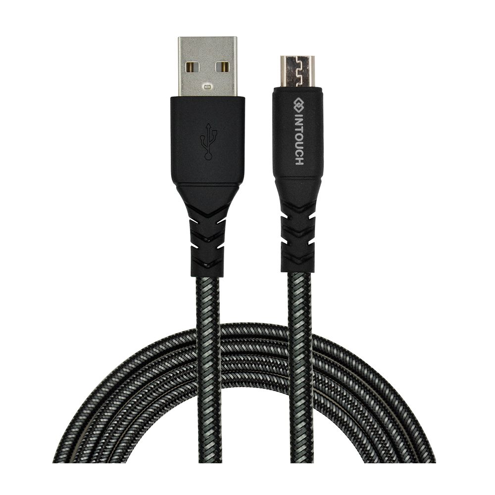 INTOUCH Tough Braided Charge &Sync Cable – USB to Micro USB - 2m Black ...