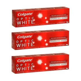 Colgate - Optic White Fluoride Toothpaste - Sparkling Mint (3 x 75ml ...
