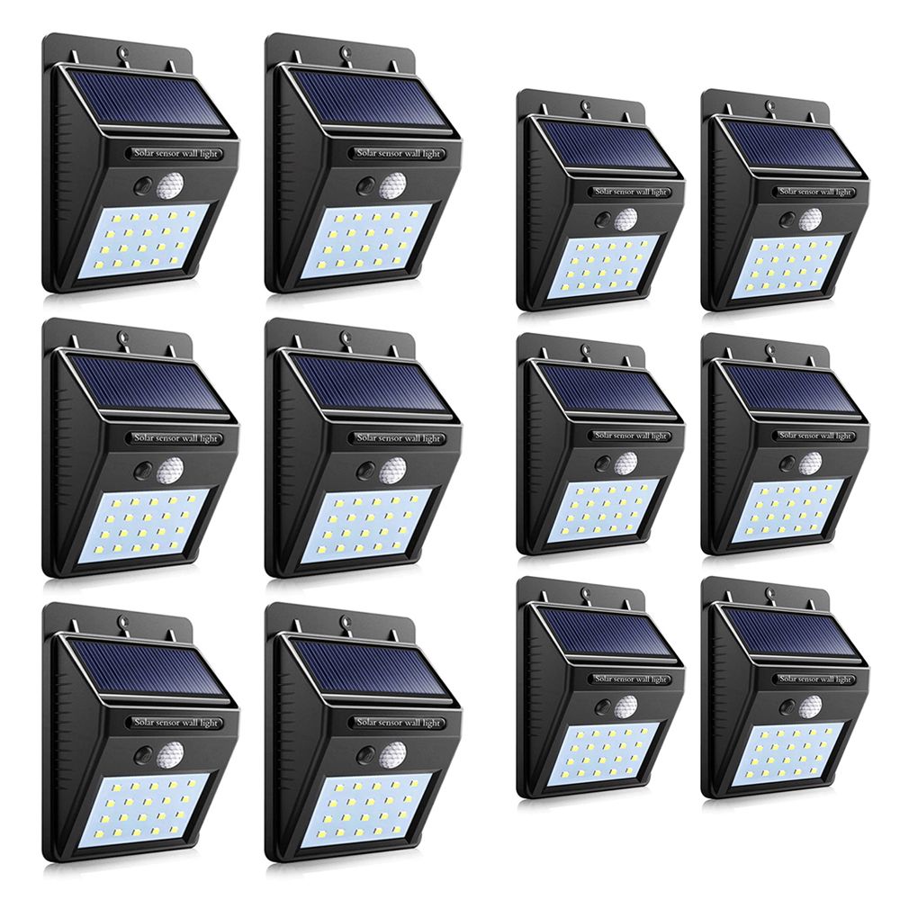 LMA- Set of 12 PIP Motion + CDS Night Sensor Solar LED Wall Light ...