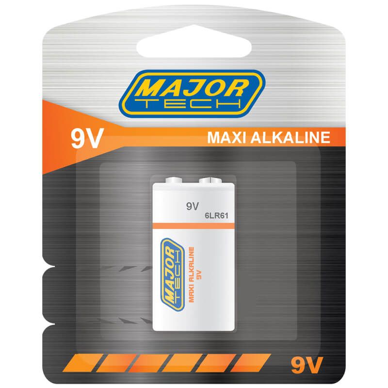 Major Tech - 6LR61-BP1 9V Maxi Alkaline Battery (Box of 12 Batteries ...